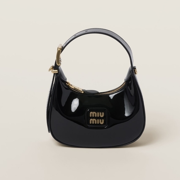 Mew Mew | Bags | Miu Miu Patent Leather Hobo Bag Black | Poshmark